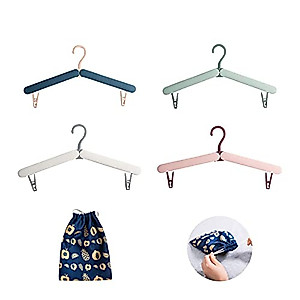 30GO 4 Pcs Travel Hangers Portable Folding Clothes Hangers, Outdoor Hangers, Travel Accessories Foldable Clothes Drying Rack for Travel,Folding Coat Hanger with Storage Pouch