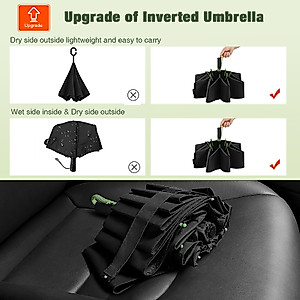 Beneunder Windproof & Lightweight Portable Travel Umbrella - Tri-fold Reverse Folding, Perfect for Wind, Rain, Car, Backpack & On-the-GO (Black)