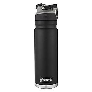 Coleman AUTOSEAL FreeFlow Stainless Steel Water Bottle, Black, 24 oz & Insulated Stainless Steel 20oz Brew Tumbler, Heritage Green