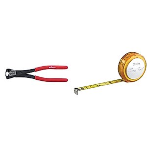 Wiha 32659 High Leverage End Cutting Nippers, 8-Inch & Komelon - 3110 Touch Lock 10' Power Tape Assorted Colors