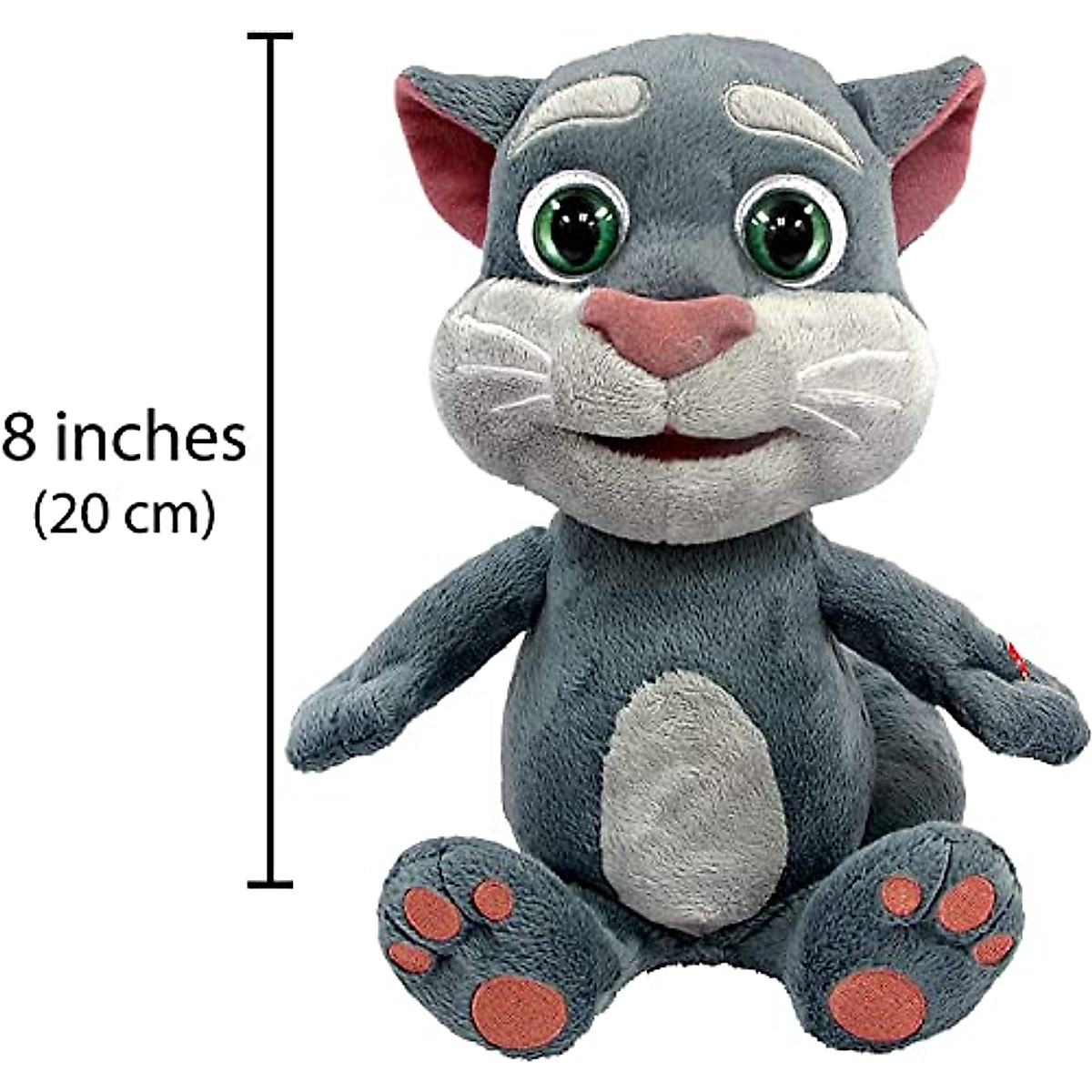 Dragon-i Toys Talking Tom Animated Interactive Stuffed Cuddly Plush Toy with Talkback 12', Grey, (80802)