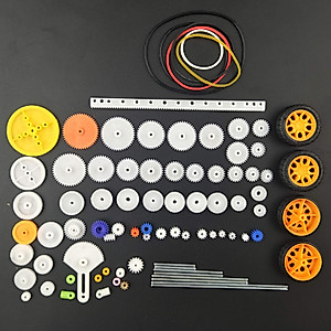 EUDAX 82 pcs Plastic Gear Package Kit DIY Gear Assortment Accessories Set for Toy Motor Car Robot Various Gear Axle Belt Bushings