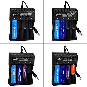 18650 Battery Charger for Rechargeable Li-ion Charger 4-Bay and USB Smart Universal 4 Slot Battery Charger for 10440 14500 16340 18650 26650 18500 17670 (Not Battery)