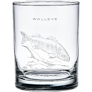 Culver Ned Smith Freshwater Fish 14-Ounce (DOF) Double Old Fashioned Glass Assorted Set of 4