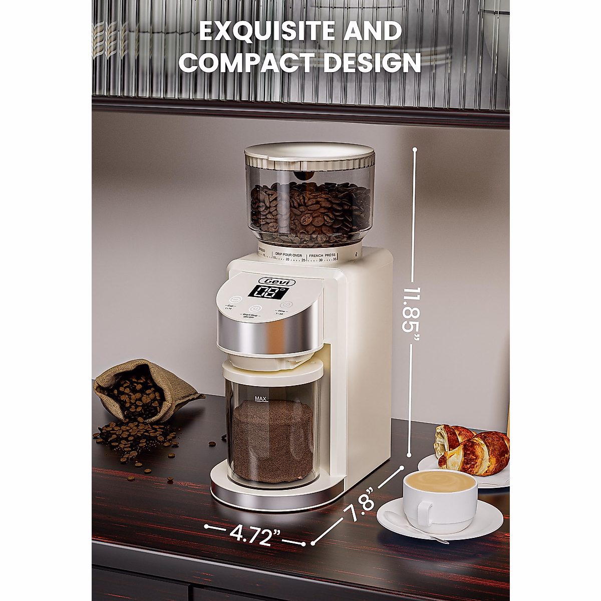Gevi Electric Burr Coffee Grinder with 35 Grind Settings for Espresso, Drip, French Press - 120V