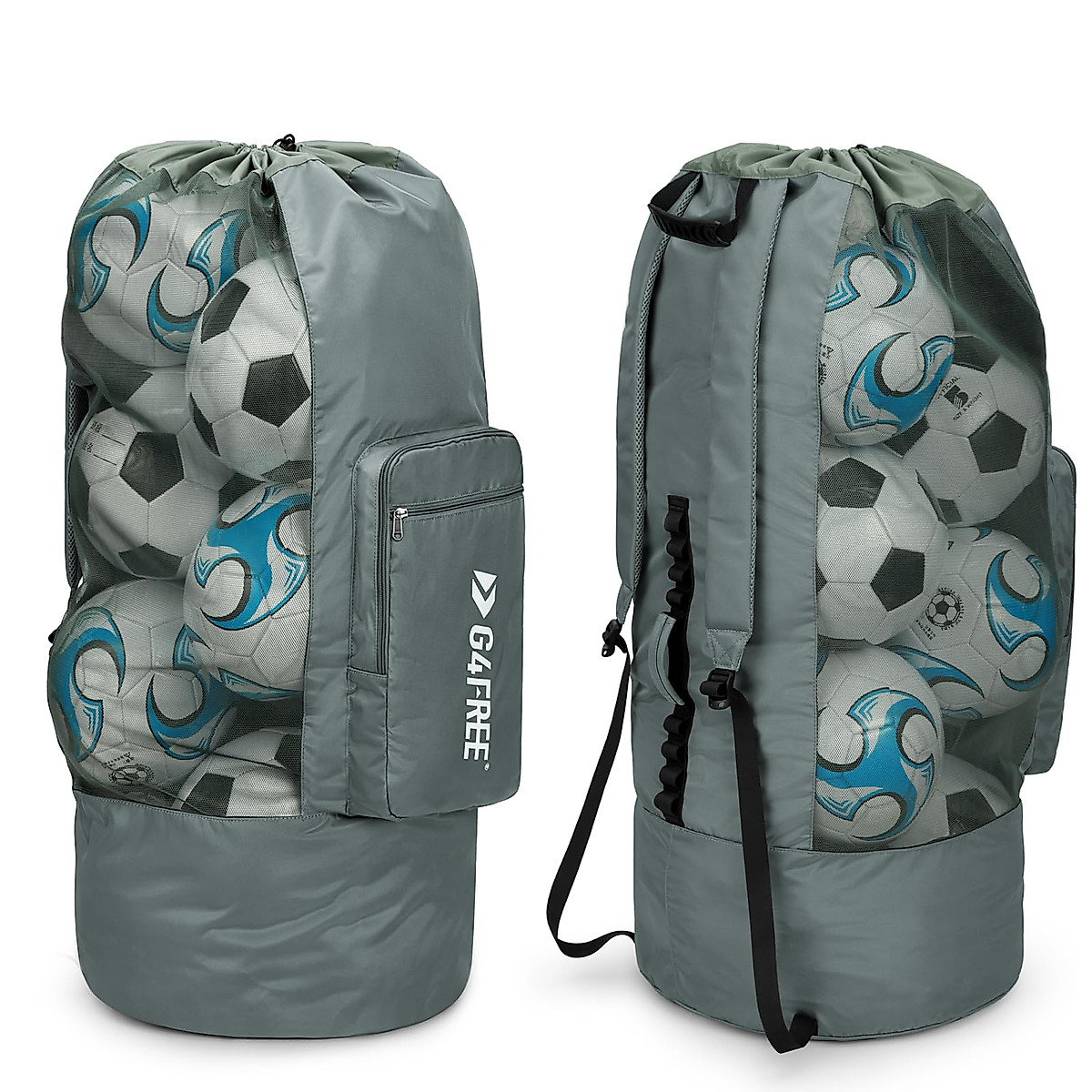 G4Free Extra Large Mesh Ball Bag Soccer Ball Bag Basketball Bag Football Bag Equipment Large Storage Carry Bag Volleyball Bag for Soccer Basketball Football Volleyball Swimming Grey