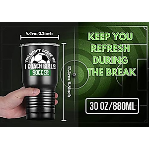 Onebttl Soccer Coach Gifts, Funny Gift Idea for Appreciation, Christmas, Birthday, 30oz Stainless Steel Insulated Travel Mug - I Coach Girls Soccer