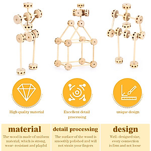 Zhanmai 2 Sets 120 Pieces Wooden Building Blocks Toys Kids Wooden Toys Educational Natural Wood Toys Learning Wooden Blocks Different Sized Toy Building Sets