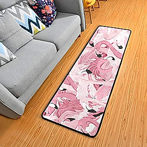 Blueangle Pink Flamingos Runner Rug Soft Plush Hallway Entryway Living Dining Room Area Rug (2' X 6')