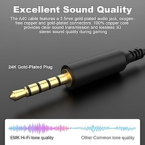 Replacement A10 Cable A40 Cord Compatible with Astro A10 A40 A30 A50 Gaming Headset Talkback Cord Fit with Xbox One PS4 Smartphone MixAmp and PC Gaming