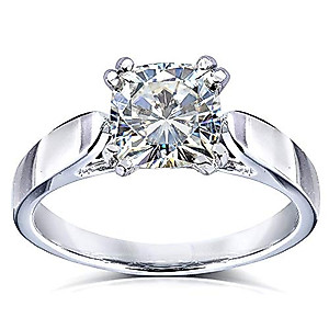 Kobelli Cushion-cut Moissanite Solitaire Engagement Ring 1 1/10 Carat 14k White Gold, Size 6.5