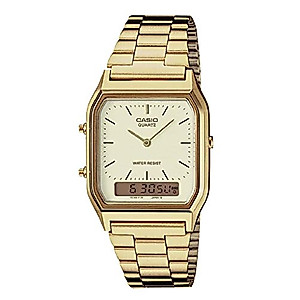 Casio AQ230GA-9D Men's Analog Digital Dual Time Gold Tone Metal Band Watch