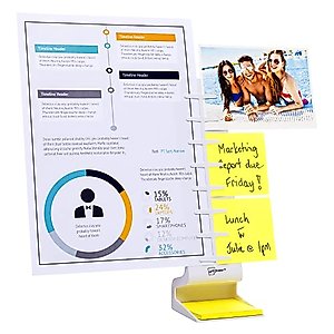 Note Tower Desktop Pro Document Holder - 2 Page Paper Holder, Easy Loading for Fast Typing, Displays Papers & Photos, Organizes Sticky Notes, Includes 50 Sheets 3"x3" Sticky Notes, White