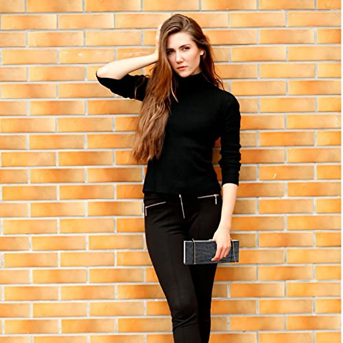 DQinLit Pearl Acrylic Clutch Purse - Elegant Evening Handbag Shoulder Bag for Wedding Dinner Party Prom Black