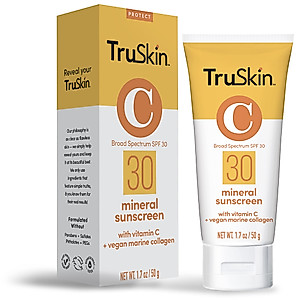 TruSkin Mineral Face Sunscreen SPF 30 – Broad Spectrum Mineral Sunscreen for Face with Zinc Oxide, Vitamin C & Vegan Marine Collagen – Lightweight Sunscreen for Sensitive Skin, 1.7 fl oz