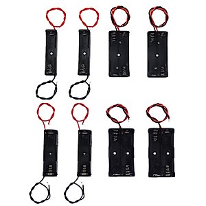 LAMPVPATH (Pack of 8) Battery Holder Bundle 2Pcs 1 X 1.5V Single AA Battery Holder, 2Pcs 2 X 1.5V AA Battery Holder, 2Pcs 1 X 1.5V AAA Battery Holder, 2Pcs 2 AAA Battery Holder with Leads