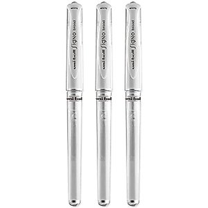 Uni-Ball UM 153 Signo Broad Point Gel Pen - White - Pack of 3