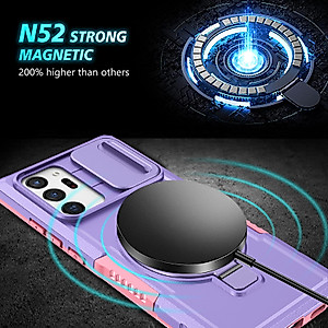 FRLMOOES Magnetic for Samsung Galaxy Note 20 Ultra Case Compatible with MagSafe & Wireless Charging Grade Drop Protection with Invisible Stand&Camera Protection,with Screen Protector Shockproof Purple