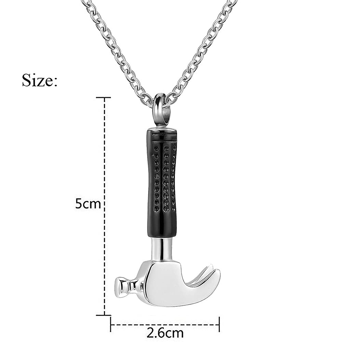 GMXLin Men Hammer Cremation Urn Necklace for Ashes Stainless Steel Pendant Holder Memorial Keepsake for Dad Brother