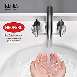 KENES 4 Inch 2 Handle Centerset Bathroom Faucet, Brushed Nickel Lead-Free Modern Commercial Bathroom Sink Faucet, with Pop Up Drain and Two Water Supply Lines, KE-9019