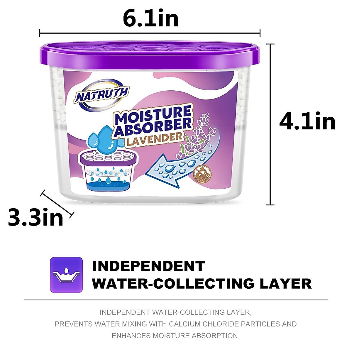 NATRUTH Moisture Absorbers With Lavender Scent,10.5OZ*12-Pack Portable Closet Dehumidifier, Odor Eliminator Absorber Bucket,Humidity Absorber,Cleaner Air Dehumidifier for Closet,Bathrooms, Boats