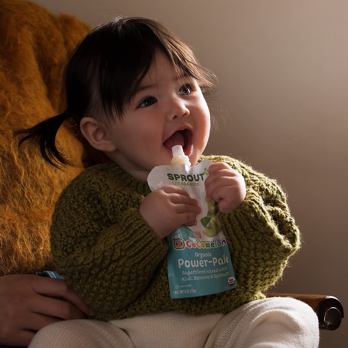 Sprout Organic Baby Food, Stage 4 Toddler Pouches, Kiwi Banana & Spinach Power Pak, Purees, 4 Ounce, Pack of 12