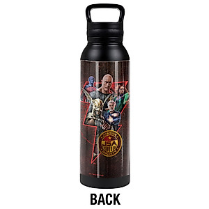 Black Adam OFFICIAL Character Bolt Black 24 oz Insulated Canteen Water Bottle, Leak Resistant, Vacuum Insulated Stainless Steel with Loop Cap