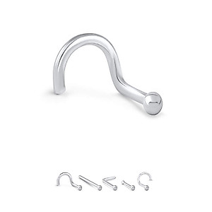 14k Solid White Gold Nose Bone Ring 1.5mm Ball 22G