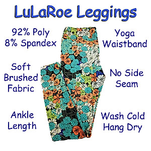 Lularoe Tall Curvy TC Halloween Skulls and Flowers Black White Purple Green Gray Womens Buttery Soft Leggings fits Adults 12-18 995479, Multicoloured