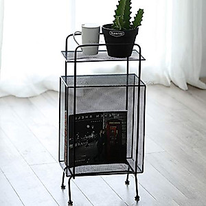 Magazine & Newspaper Baskets Magazine Rack Wrought Iron Creative Corner Bookshelf Simple Bookshelf Rack Floor Multi-Function Storage Rack Living Room Storage Rack Double Rack