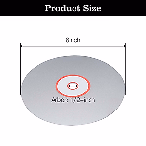 awliye 4Pcs Diamond Grinding Disc, 6" x 1/2" Arbor Grinder Disc Sanding Discs, Flat Lap Wheel Diamond Polishing Disc Set 80/400/800/1200 Grit Lapping Grinding Tools for Gemstone Glass Rock Ceramics