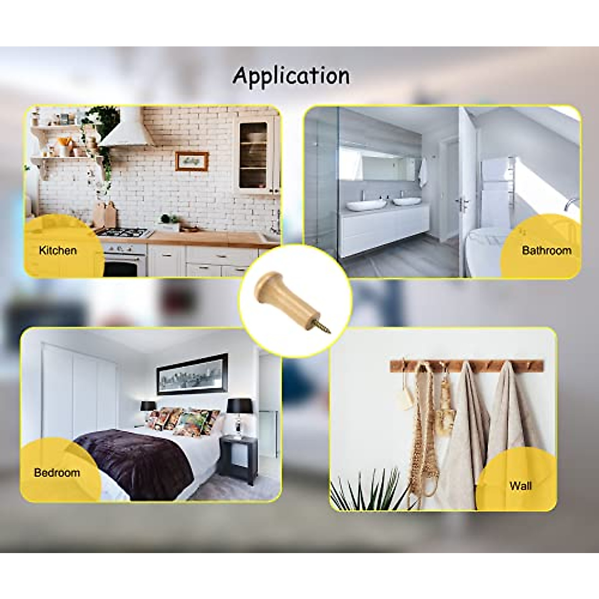 KUMGROT 10pcs Coat Wall Hooks Wood Mushroom Hook Heavy Duty Robe Hook Decorative Wall Hooks Coat Pegs Hooks for Hanging Hat Towels Clothes 5.2cm/2 Inch