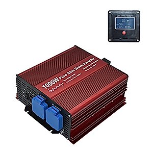 1000W Pure sine ave Power Inverter, Input DC24V Output AC110V 60Hz, with Dual Sockets, USB Output and LCD Wired Remote kit Ideal for 24V Solar System