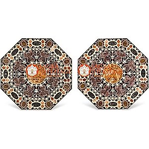 Set of Two Marble 40" Dining Table Top Pietra Dura Inlay Hard Stone Furniture Decor