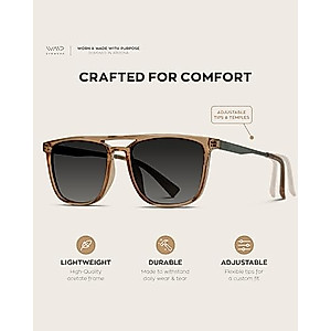 WearMe Pro Premium Polarized Double Bar Sunglasses for Men and Women UVA and UVB (Crystal Brown/Gradient Black)