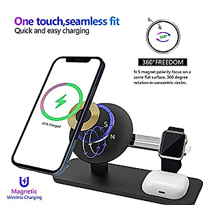 ANPULES Magnetic Wireless Charger Stand for Mag-Safe Charger Stand 3 in 1 Fast Wireless Charging Station for iPhone 13/12/Pro/Pro Max/Mini Apple Watch SE/7/6/5/4/3/2,Airpods 3/2/Pro