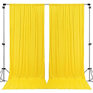 AK TRADING CO. 10 feet x 10 feet Polyester Backdrop Drapes Curtains Panels with Rod Pockets - Wedding Ceremony Party Home Window Decorations - Yellow