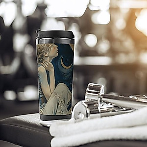 RTFGHJS 13oz Vacuum Insulated Stainless Steel Tumbler with Leakproof Lid Angel with Blue Wings 304 Stainless Steel Travel Mug Wide Mouth Coffee Cup for Hot & Cold Drinks (380ml)