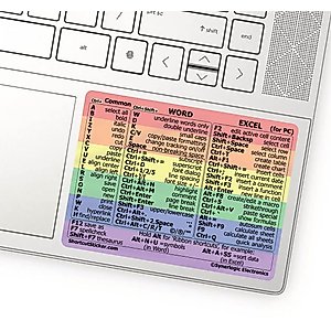 SYNERLOGIC Microsoft Word/Excel (for Windows) Reference Guide Keyboard Shortcut Sticker, Laminated, No-Residue Vinyl (Rainbow/Small)