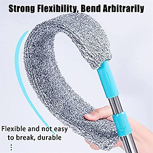Under Appliance Microfiber Duster Dust Cleaning Brush with Extendable Pole (31.5''-47.6'') Retractable Gap Dust Cleaner Bendable Removable Washable Gap Duster for Sofa Bed Furniture Bottom