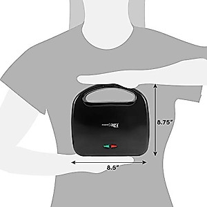 Elite Gourmet ESM-2207 Sandwich Panini Maker Grilled Cheese Machine Tuna Melt Omelets, Non-stick Surface, 2 Slice, Black