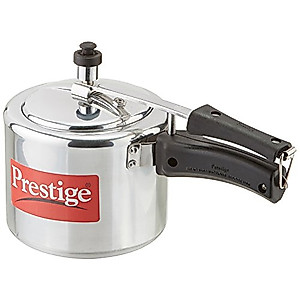 Prestige PRNPC3 Nakshatra Plus 3-Liter Flat Base Aluminum Pressure Cooker for Gas and Induction Stove, Small, Silver