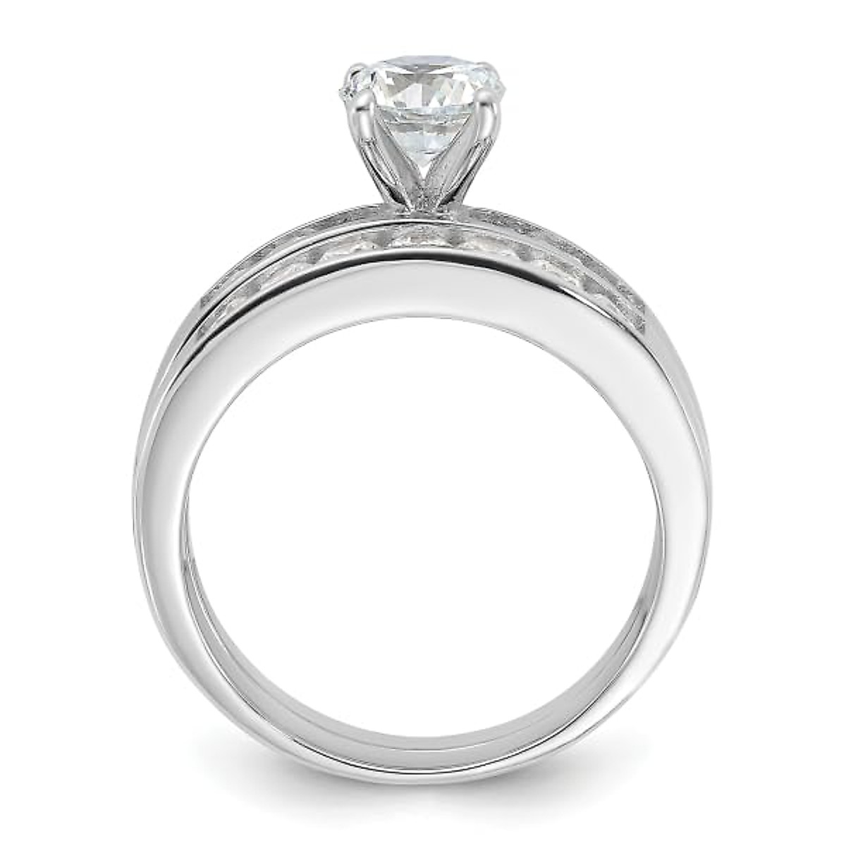 925 Sterling Silver Cubic Zirconia CZ Engagement Ring Wedding Band 2-piece Bridal Jewelry Set Size 6