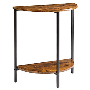 TOLONAG Half Moon Table, Small Entryway Table for Hallway, Modern Console Table with Sleek Black Metal Legs, Storage, Durable, Compact