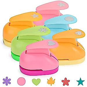LoveInUSA Punch Craft Set, 6PCS Hole Punch Shapes Hole Puncher for Crafts Paper Punches Decorative Snowflake Star Circle Hole Puncher for Crafting Scrapbook Nail Designs