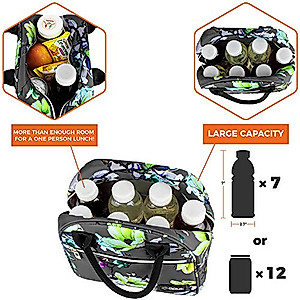 OPUX Insulated Lunch Box Women, Lunch Bag Tote Girls Kids Teen Adult, Cute Soft Lunch Cooler Container Work School, Reusable Thermal Food Meal Prep Organizer Lunch Pail Travel Beach, Floral Gray