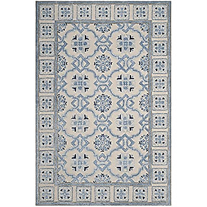 Safavieh Bella Collection 6' x 9' Ivory/Blue BEL155A Handmade Premium Wool & Viscose Area Rug