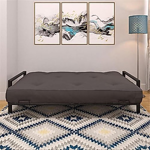 Pemberly Row Classic Design Full Size Metal Futon Frame in Black