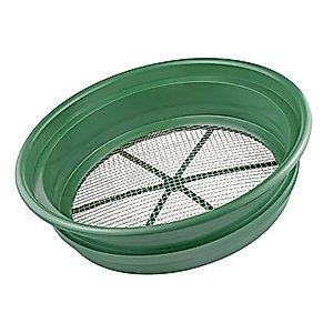 SE 13 1/4 Inch Stackable Classifier Gold Prospecting Pan - 1/4 Inch Stainless Steel Mesh Sifting Pan, Green