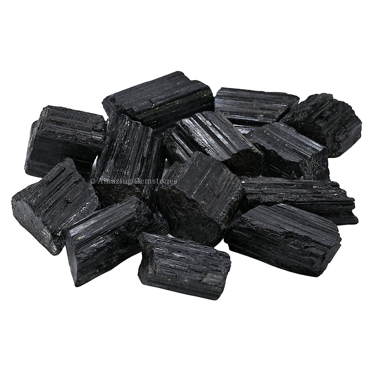 Black Tourmaline Crystals Rough Stone in Bulk, 1lb Regular Pieces Turmalina Negra Piedra Originales, Large Black Tourmaline Crystal Healing Stones for Protection, Do it Yourself Crafts Making